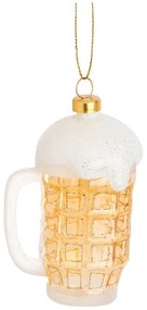 Skleněná ručně vyrobená vánoční ozdoba 9,5 cm Frothy Beer – Sass &amp; Belle