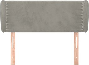 Čelo postele typu ušák světle šedé 103x23x78/88 cm samet 3117046