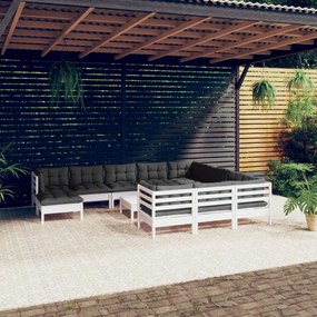 12dílná zahradní sedací souprava s poduškami bílá borovice,  3097050