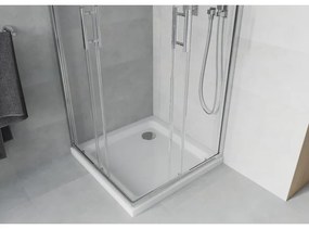 Mexen Rio čtvercový sprchový kout 70 x 70 cm, Průhledné, Chromovaná + sprchová vanička Flat, Bílá - 860-070-070-01-00-4010