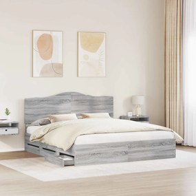 Rám postele s čelo Šedá sonoma 200 x 200 cm Inženýrské dřevo 3413385