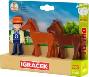 EFKO Herní set Igráček Trio Farma / Figurka a 2 koně / od 3 let