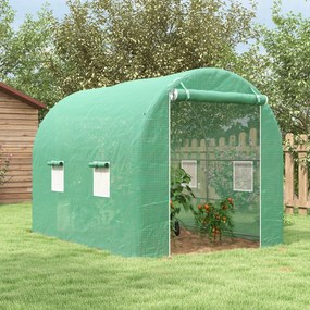 Tunelová skleník Outsunny zahradní se zastavěnou plochou 6 m² 3L x 2Š x 2,10V m, zesílený trubkový rám, dvojitě zipová vrata, 4 okna s rolovacími funk