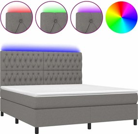 Box spring postel s matrací a LED tmavě šedá 160x200 cm textil 3135126
