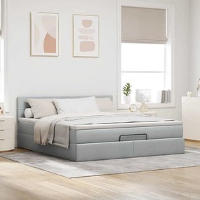 Osmanský postel s matrací světle šedá 160x200 cm textil 3312319