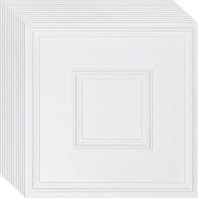 Stropní dlaždice 12-balení 24 × 24 V PVC Snadná instalace Bílá geometrická