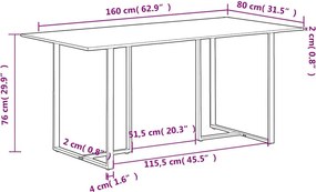 Jídelní stůl 160 cm masivní regenerované dřevo 320694