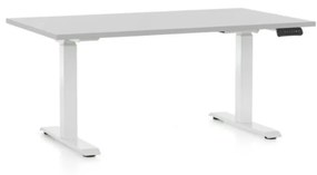Výškově nastavitelný stůl OfficeTech C, 120 x 80 cm, bílá podnož, světle šedá