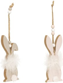 Závěsný dřevěný zajíček FLUFFY BUNNY 12 cm - více variant