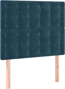 Čelo postele s LED tmavě modré 100x5x118/128 cm samet 3122904