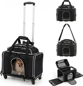 Costway Skládací přepravní box pro domácí mazlíčky s kolečky – 46 × 29 × 28 cm