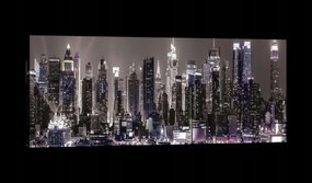 Obraz 145x45 New York panorama noc město mrakodrapy světla odraz