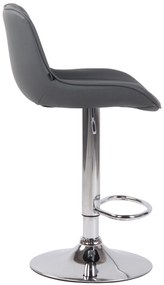 Barová židle Haugo - umělá kůže - chromovaný rám | šedá