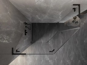 Mexen Lunar, L pětiúhelníkový sprchový kout naklápěcí doleva 100 x 80 cm, 8mm čiré sklo, černý profil, 831L-100L-080P-70-00-L