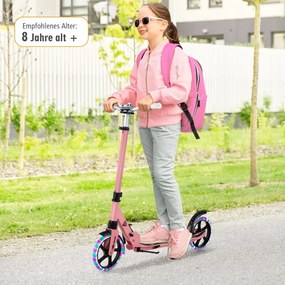 Costway Dětská koloběžka skládací se světly koloběžka výškově – růžový