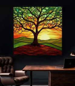 Obraz na plátně - Strom života Slunce v cípu FeelHappy.cz Velikost obrazu: 120 x 120 cm