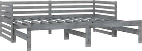 Výsuvná denní postel 2 × (90x200 cm) šedá masivní borové dřevo 3083671