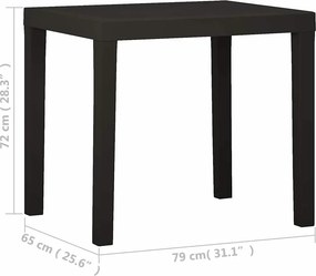 Zahradní stůl antracitový 79 x 65 x 72 cm plast 315845