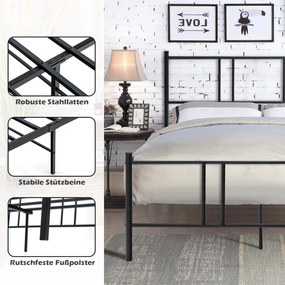 Costway Kovový rám postele Rám s čelem a podnožkou – 200 × 160 cm, černý