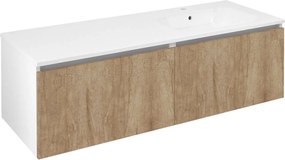 Sapho Lorea - Umyvadlová skříňka 140x46x52 cm, 2x zásuvka, pravá, dub alabama/matná bílá LE070-2231-R-05
