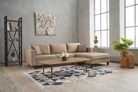 Hanah Home Sametová pohovka KALE krémová pravá 825BLC2724
