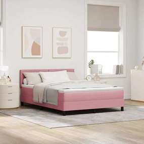 Postel s boxspringem s matrací s čelo Růžová 140 x 190 cm samet 3339109