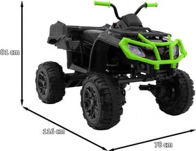 Ramiz Dětská čtyřkolka XL ATV 2,4 GHz na baterie černo-zelená na dálkové ovládání + pohon 4x4 + nosič zavazadel + pomalý start + EVA + LED a zvuky
