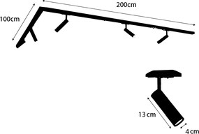 Moderní kolejnicový systém s 5 reflektory tmavě bronzový 1-fázový GU10 35mm - Iconic Jeana Luxe