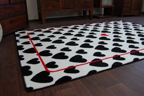Kusový koberec SKETCH SEAN bílý / černý - srdce
