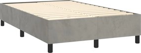 Box spring postel s matrací a LED světle šedá 120x200 cm samet 3135993