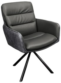 Designová otočná židle Maddison šedá kůže