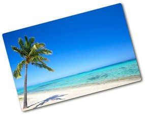 Wallmuralia Kuchyňská deska skleněná Tropická pláž 80x52 cm