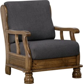 Super strečové potahy NIAGARA antracitová křeslo s dřevěnými rukojeťmi (š. 50 - 80 cm)