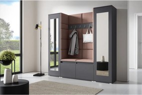 Eka Předsíňová stěna s čalouněnými panely Trinity 31 - Grafit / Světlá hnědá 2306
