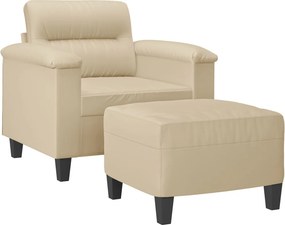 Křeslo s podnožkou krémové 60 cm tkanina z mikrovlákna 3201229