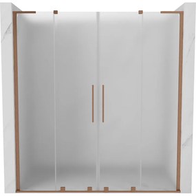 Mexen Velar L Duo, posuvné sprchové dveře do otvoru 170 cm, 8mm sklo námraza, měděná matná, 871-170-003-32-65