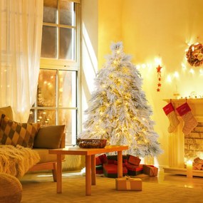 Costway Umělý vánoční stromek se sněhem a teplými bílými LED světly Vánoční