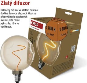 EMOS LED žárovka Filament jantar G125 4,5W E27 Z50B11