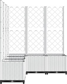 Zahradní truhlík s treláží bílý 120 x 120 x 136 cm PP 153288