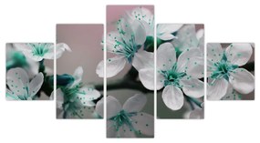 Obraz květu - tyrkysové (125x70 cm)