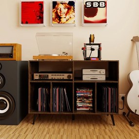 Costway 3 Řadový stojan na gramofon s nabíjecí stanicí a vinylovými úložnými