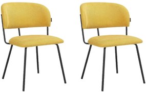 Danish style Jídelní židle Claudia (SET 2 ks), textil, žlutá