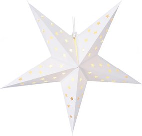 Papírová LED hvězda, vánoční dekorace, 60 cm, bílá
