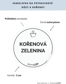 Samolepka na kořenky KOŘENOVÁ ZELENINA průhledná 5 cm tučné písmo