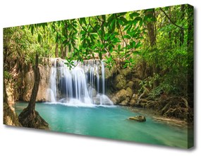 Obraz na plátně Vodopád Jezero Les Příroda 125x50 cm