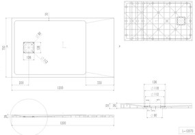 Erga Hyper, SMC sprchová vanička 120x70x2, 6 cm + sifon, černá matná, ERG-V06-SMC-7012S-BK