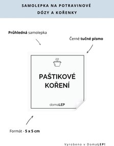 Samolepka na kořenky PAŠTIKOVÉ KOŘENÍ průhledná 5 × 5 cm tučné písmo