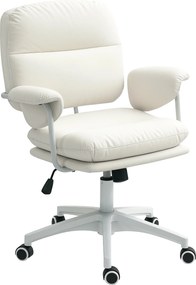 HOMCOM Kancelářská židle s nakláněcí funkcí, polstrovaná kancelářská židle, výškově nastavitelná otočná židle, nosnost až 120 kg, umělá kůže, pro kanc