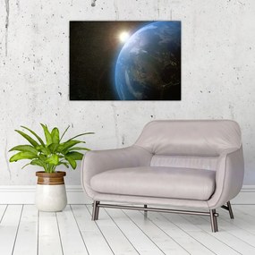 Skleněný obraz země z vesmíru (70x50 cm)