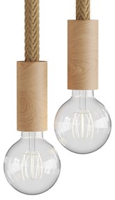 creative cables Závěsná lampa se dvěma svítidly s 2XL lanovým kabelem a dřevěnou úpravou Barva: Neutrální